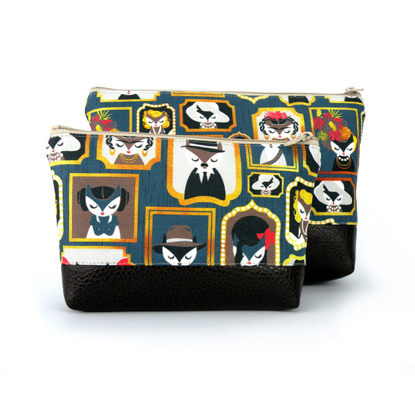 Cosmetic Clutch in Fox Face Print Linen – Red Staggerwing